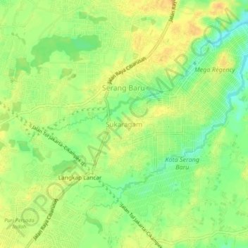 Sukaragam topographic map, elevation, terrain