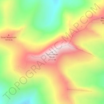 Scotchman Peak topographic map, elevation, terrain