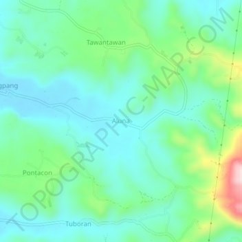Aluna topographic map, elevation, terrain