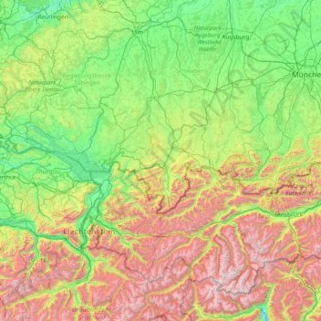 Allgäu topographic map, elevation, terrain