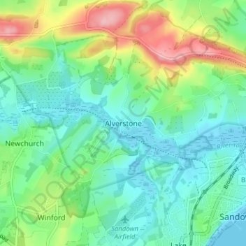 Alverstone topographic map, elevation, terrain