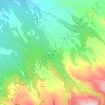 Whakapapa Village topographic map, elevation, terrain