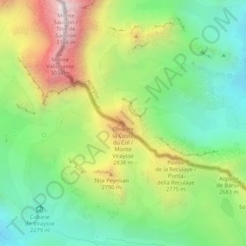 Cime de la Coste du Col topographic map, elevation, terrain