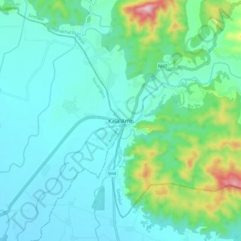 Kala Amb topographic map, elevation, terrain