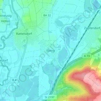 Ebing topographic map, elevation, terrain