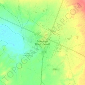 Echemmaia topographic map, elevation, terrain