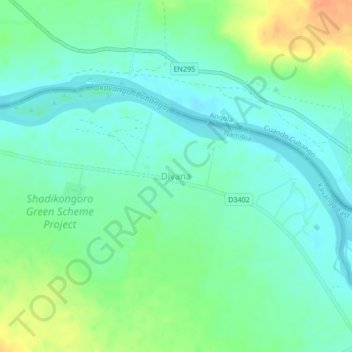 Diyana topographic map, elevation, terrain