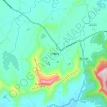 Trimbak topographic map, elevation, terrain