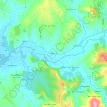 Benfica topographic map, elevation, terrain