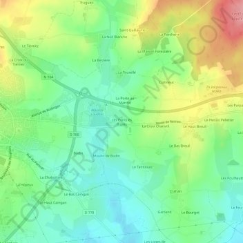 Les Ponts ès Bigots topographic map, elevation, terrain
