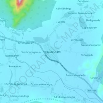 Nagalapuram topographic map, elevation, terrain