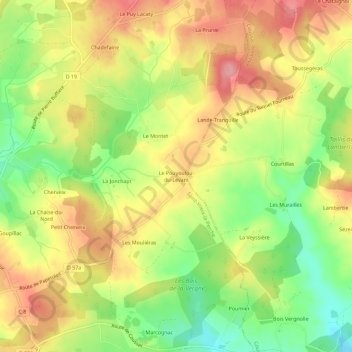 Le Pouyoulou-du-Levant topographic map, elevation, terrain