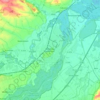 Moosburg an der Isar topographic map, elevation, terrain