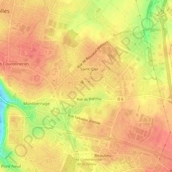 Chiron topographic map, elevation, terrain