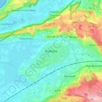 Nailsea topographic map, elevation, terrain