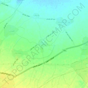 Arjan topographic map, elevation, terrain