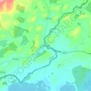 Pettigo topographic map, elevation, terrain