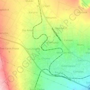 Forest topographic map, elevation, terrain
