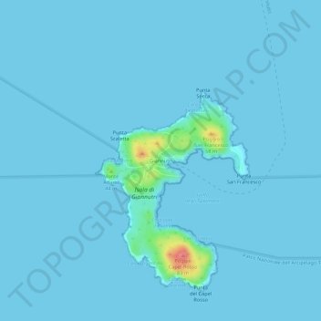 Giannutri topographic map, elevation, terrain