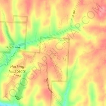 Hocking Hills State Park Mountain Bike Trail Head topographic map ...