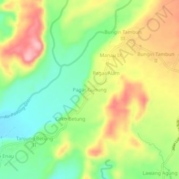 Pagar Gunung topographic map, elevation, terrain