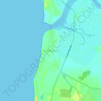 Umbargaon topographic map, elevation, terrain