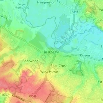 Bear Cross topographic map, elevation, terrain