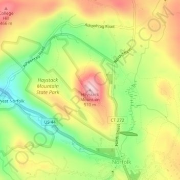 Haystack Mountain topographic map, elevation, terrain