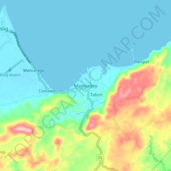 Mangagoy topographic map, elevation, terrain