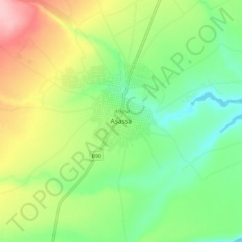 Asassa topographic map, elevation, terrain