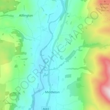 Middleton Hall topographic map, elevation, terrain