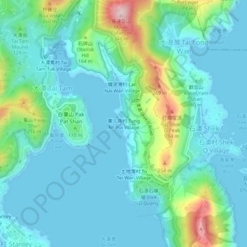Tung Ah Pui Village topographic map, elevation, terrain