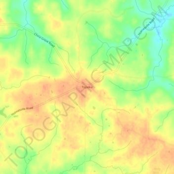 Topeka topographic map, elevation, terrain