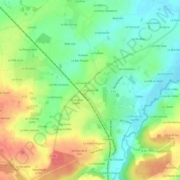 Le Clos Auvel topographic map, elevation, terrain