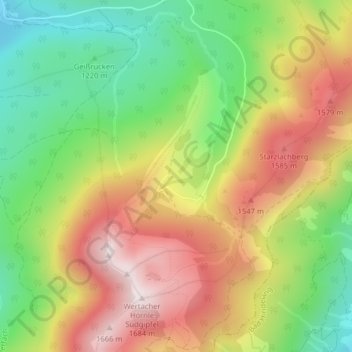 Alpe Schnitzlertal topographic map, elevation, terrain