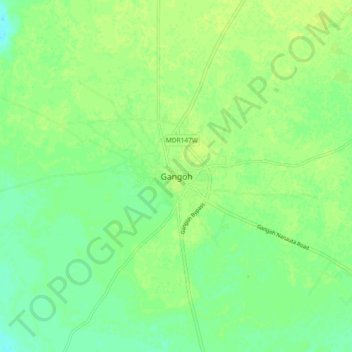 Gangoh topographic map, elevation, terrain