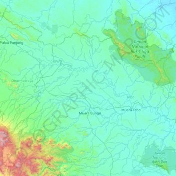 Rimbo Bujang topographic map, elevation, terrain