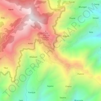 Shillai topographic map, elevation, terrain