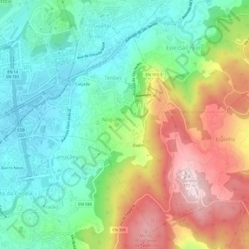Senhora da Rocha topographic map, elevation, terrain