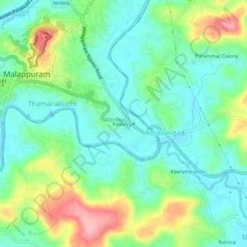 Kavungal topographic map, elevation, terrain