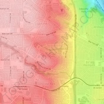 Strathcona Park topographic map, elevation, terrain