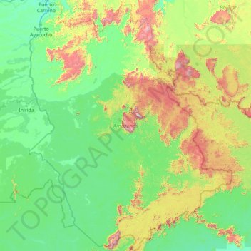 Amazonas State topographic map, elevation, terrain