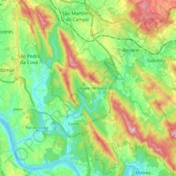 Paisagem Protegida Regional Parque das Serras do Porto topographic map ...