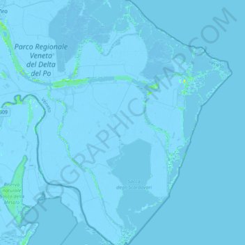 Porto Tolle topographic map, elevation, terrain