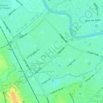 South Okkalapa topographic map, elevation, terrain