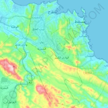 Matrah Province topographic map, elevation, terrain
