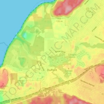 DuPont topographic map, elevation, terrain
