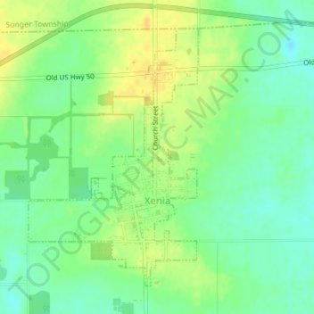 Xenia topographic map, elevation, terrain
