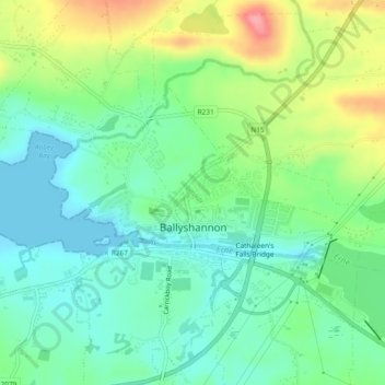 Ballyshannon topographic map, elevation, terrain