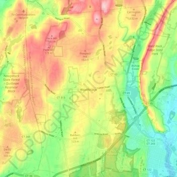 Woodbridge topographic map, elevation, terrain